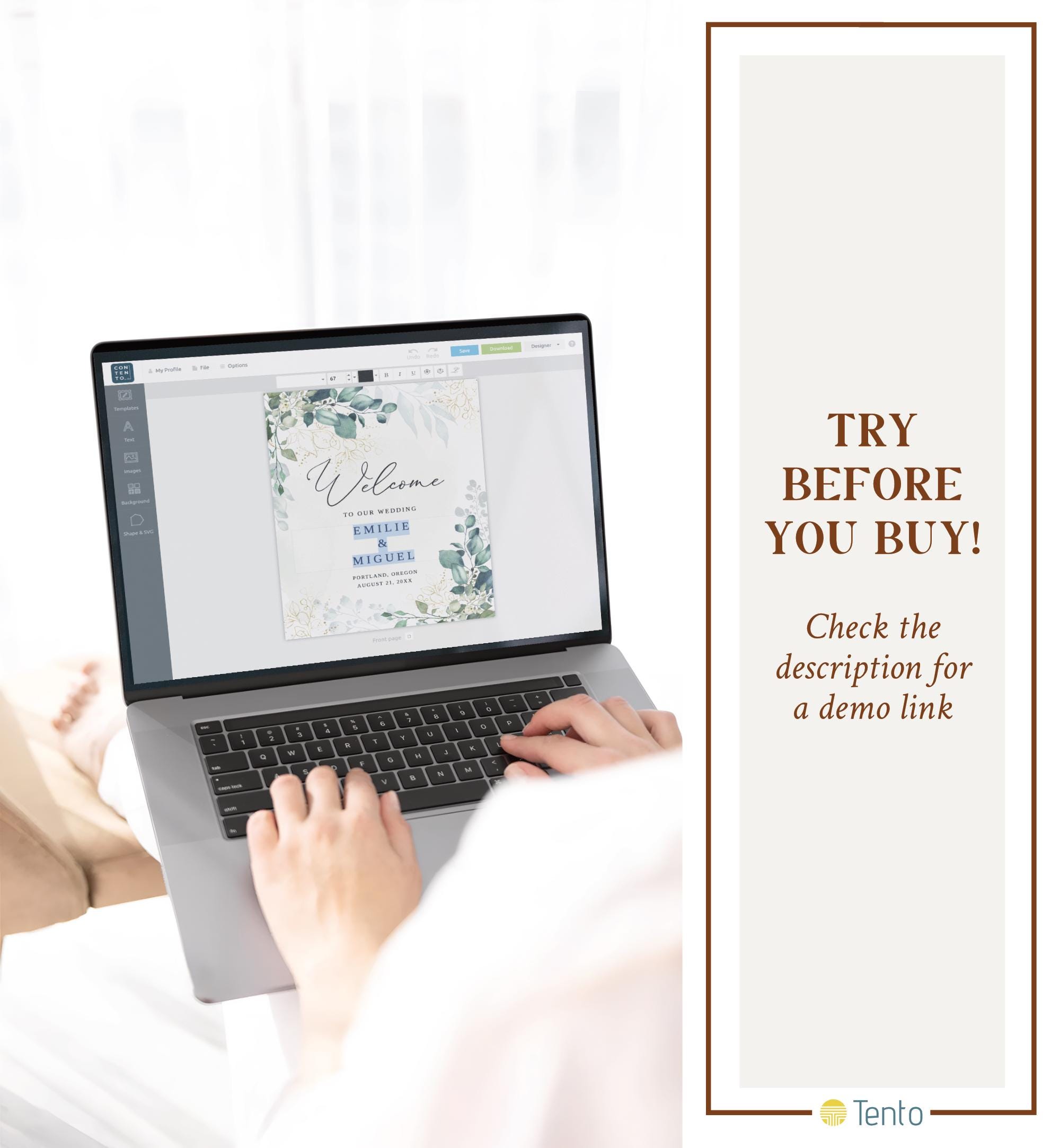 EDITABLE | Eucalyptus and Gold Greenery Welcome Sign Template, 0004AA ...