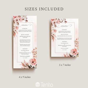 EDITABLE | Floral Menu Card Template, 0025AA - Etsy
