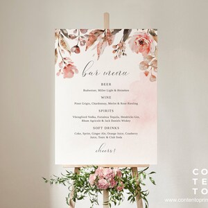 EDITABLE Floral Bar Menu Template, 0025AA - Etsy