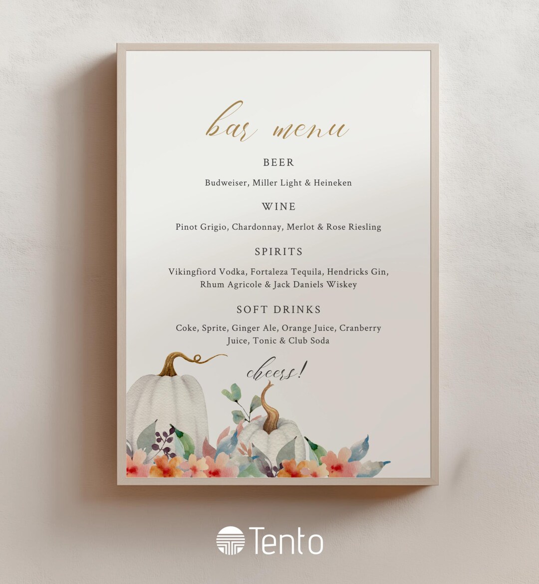 EDITABLE | Pumpkin Bar Menu Sign Template, 0015AA - Etsy