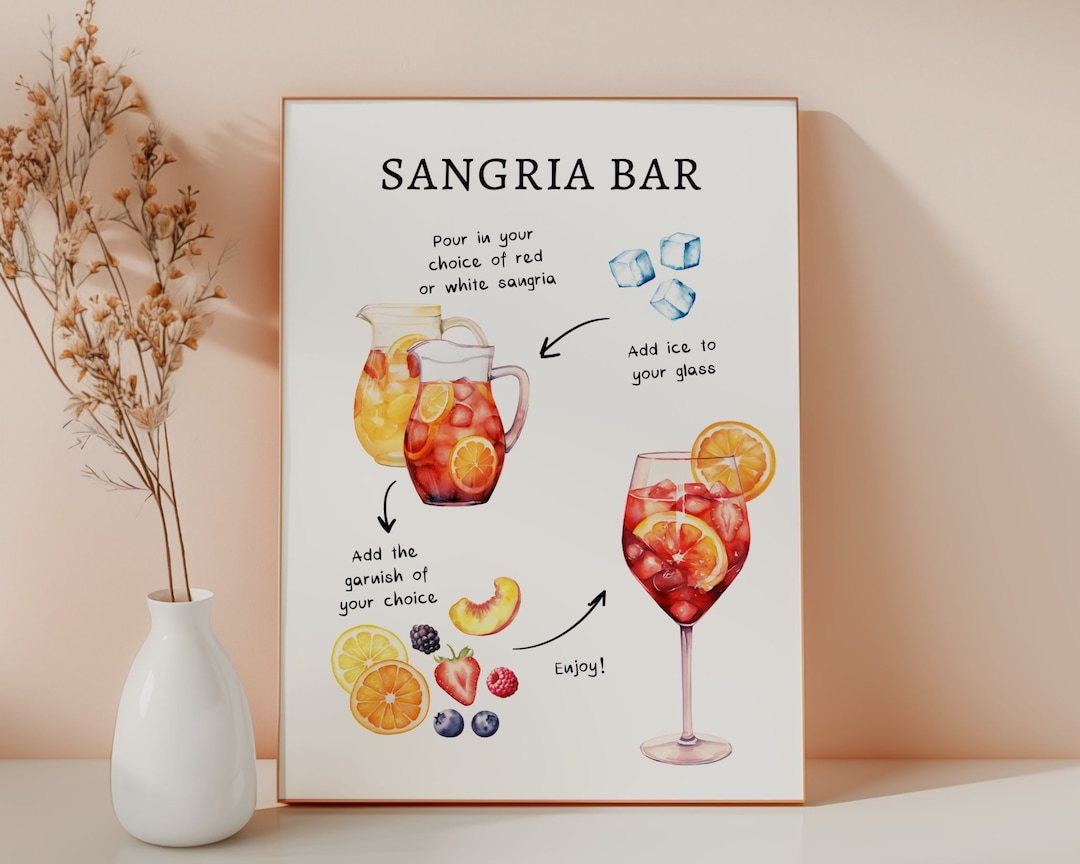 EDITABLE Sangria Bar Sign Template, 0042AA - Etsy