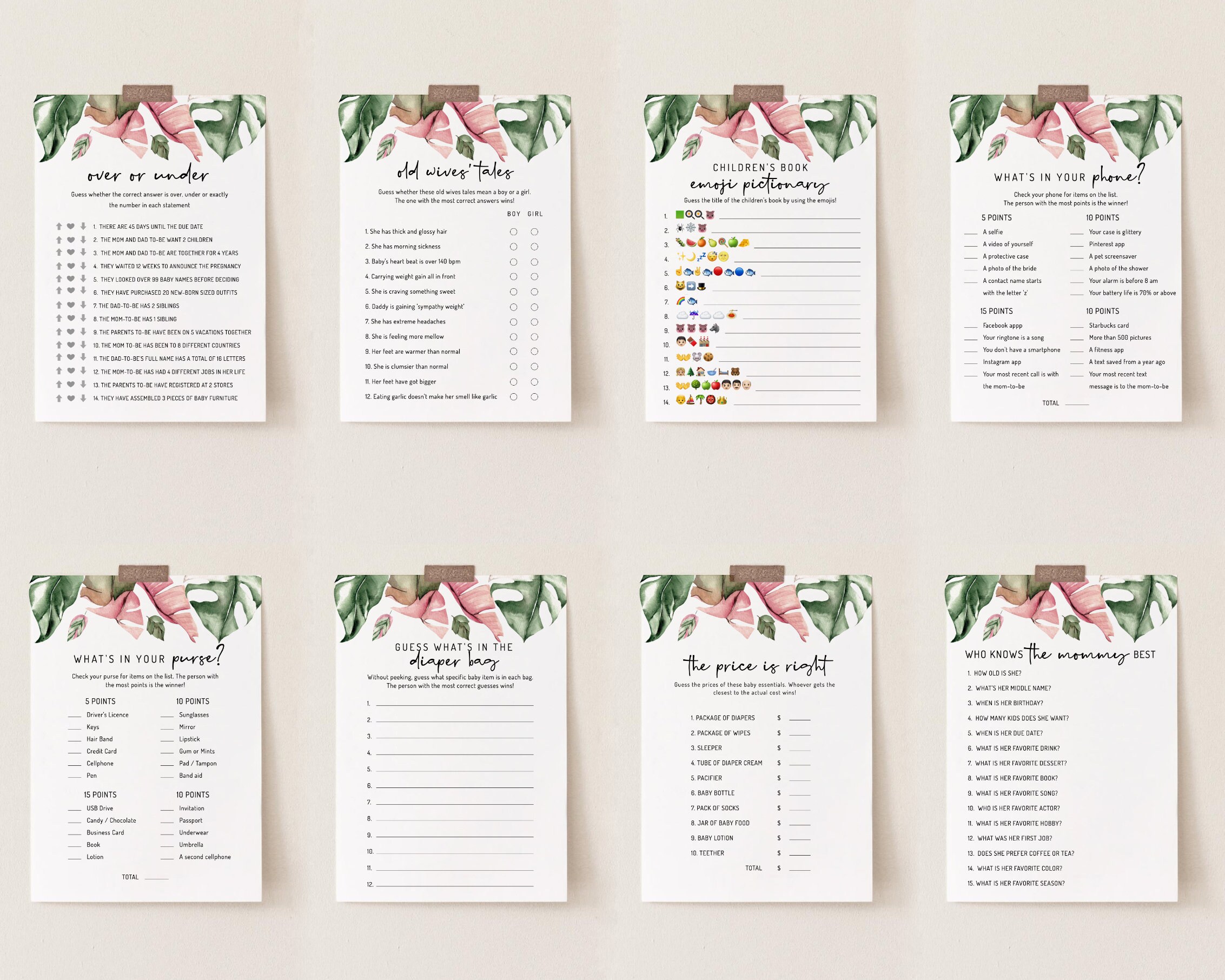 EDITABLE Tropical Baby Shower Games Bundle Beach Baby | Etsy