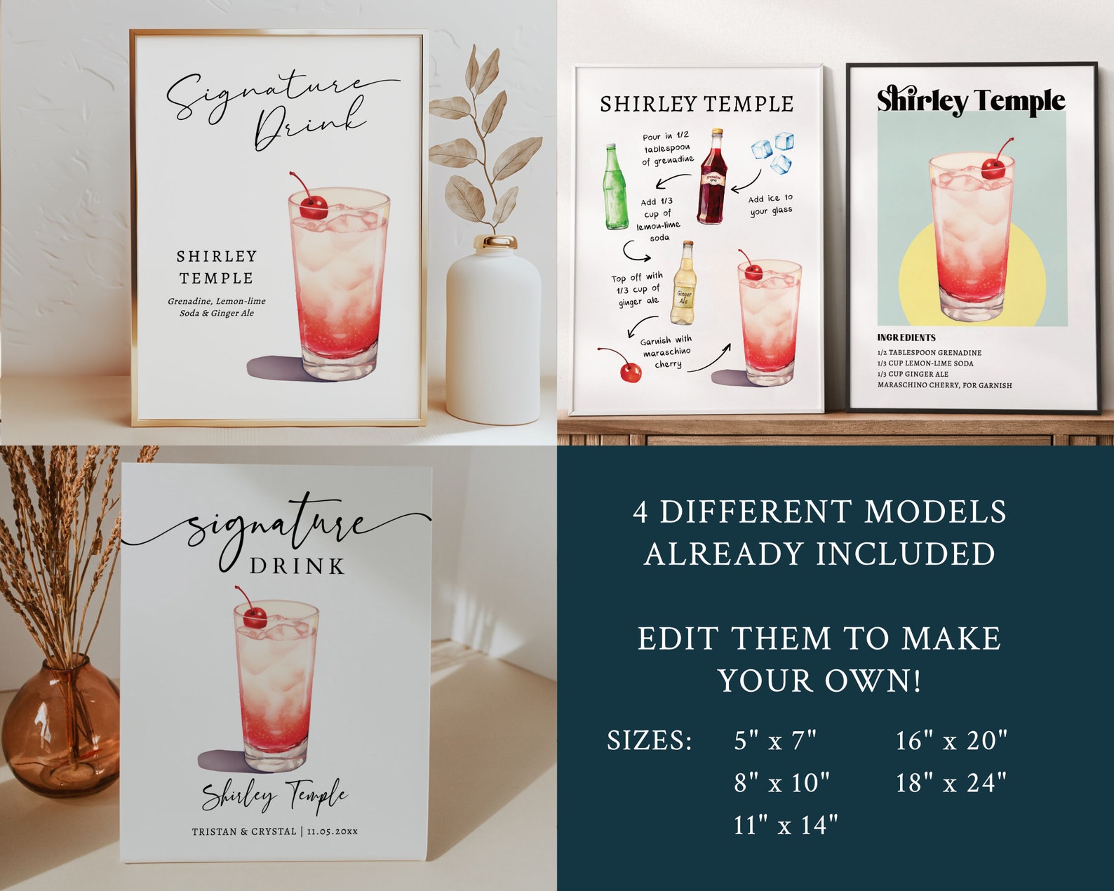 EDITABLE Shirley Temple Bar Sign Template, 0042AA - Etsy