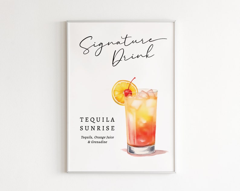 EDITABLE | Tequila Sunrise Bar Sign Template, 0042AA - Etsy
