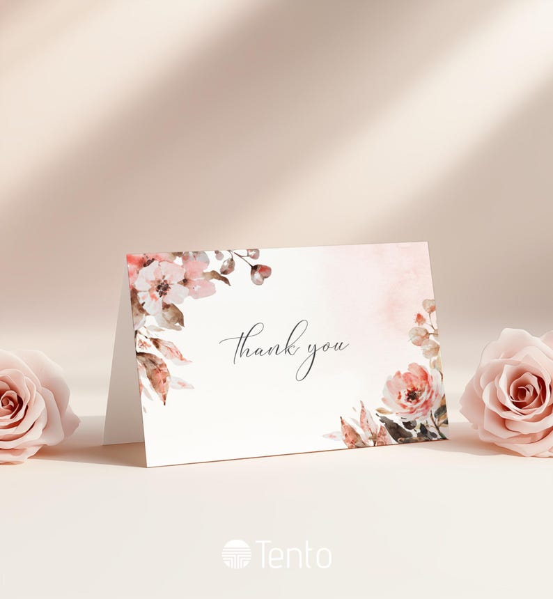 EDITABLE | Floral Thank You Card Template, 0025AA - Etsy