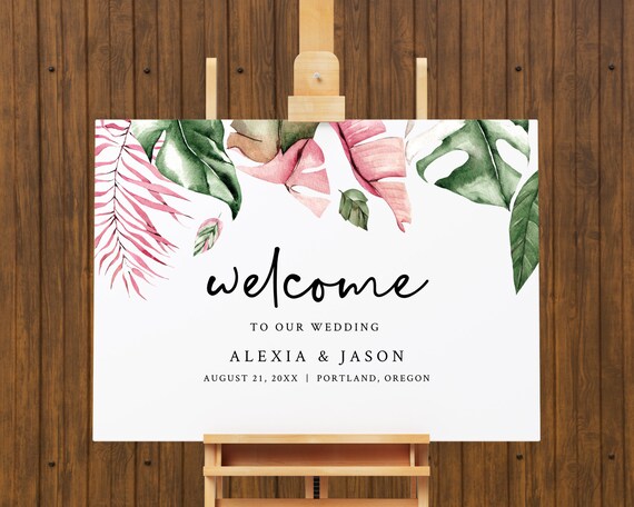 EDITABLE Tropical Welcome Sign Template Large Wedding / | Etsy