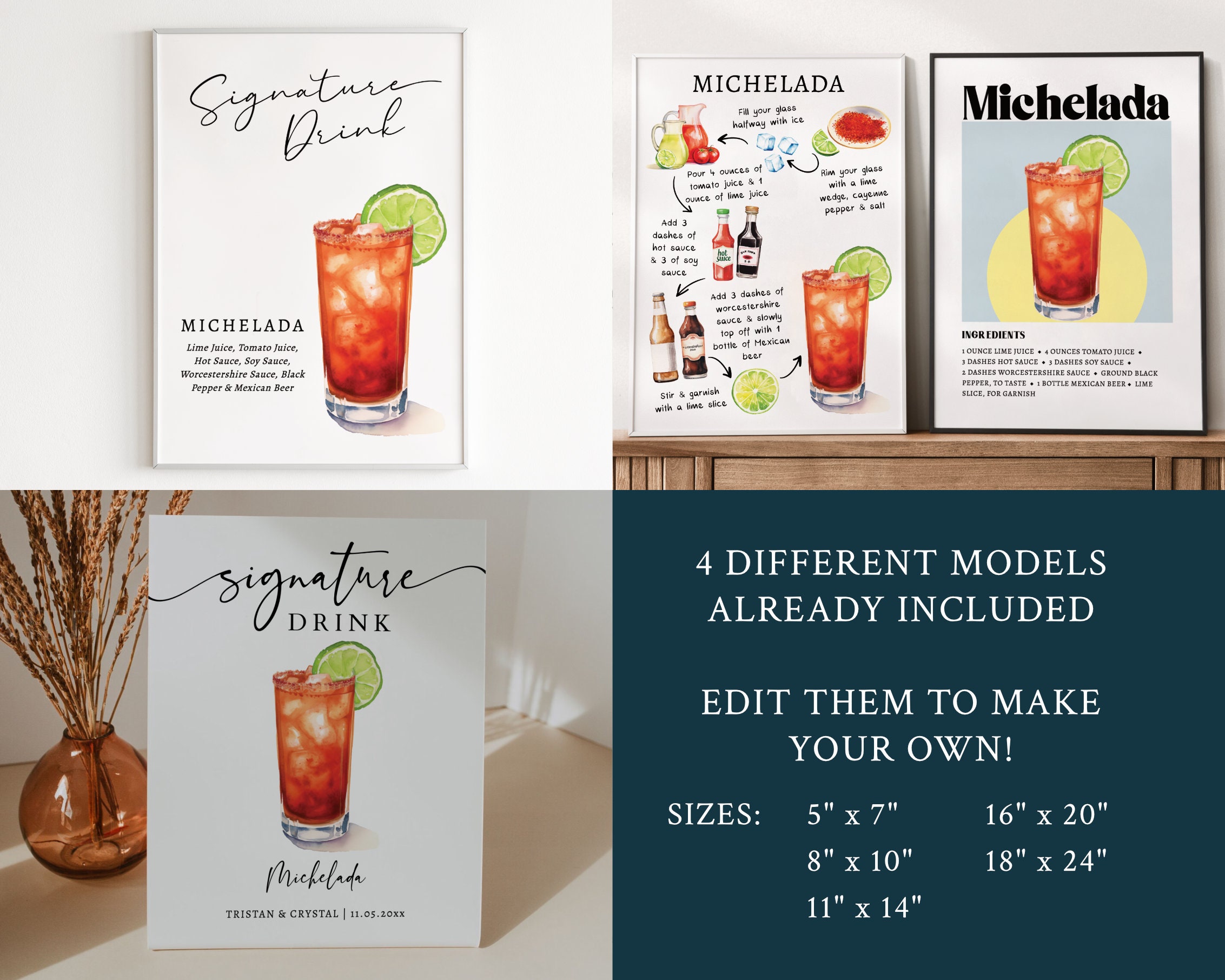 EDITABLE | Michelada Bar Sign Template, 0042AA - Etsy