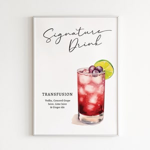 EDITABLE | Transfusion Bar Sign Template, 0042AA - Etsy