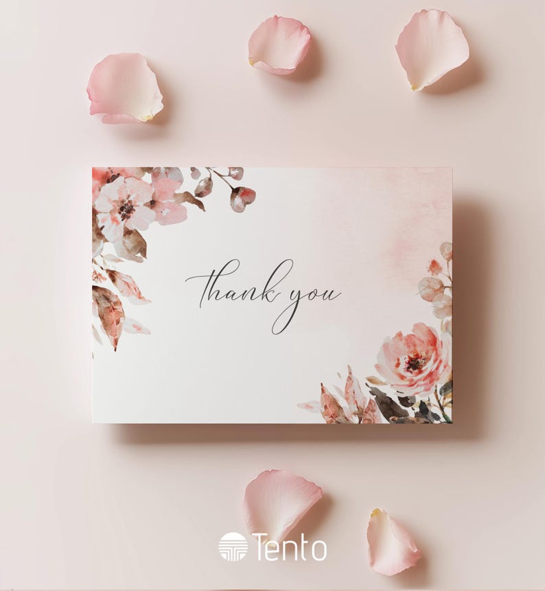 EDITABLE | Floral Thank You Card Template, 0025AA - Etsy