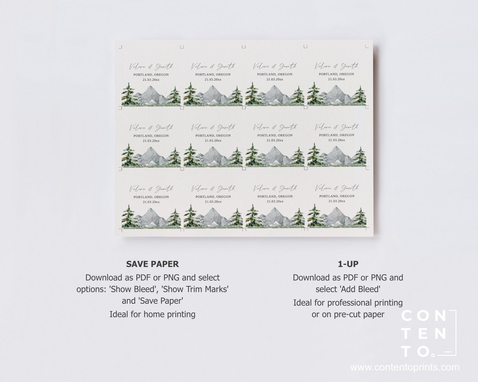 EDITABLE Mountain Favor Tag Template Round and Square - Etsy