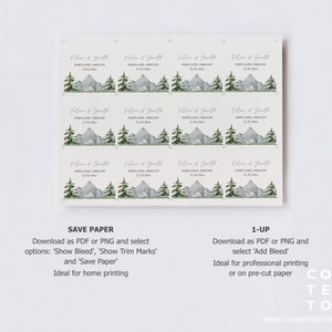 EDITABLE Mountain Favor Tag Template, 0018AA - Etsy