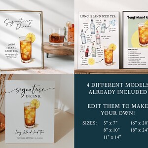 EDITABLE | Long Island Iced Tea Bar Sign Template, 0042AA - Etsy