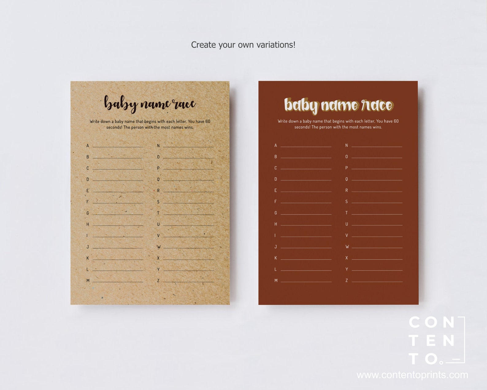 EDITABLE Minimalist Baby Name Race Game Template, 0001AA - Etsy