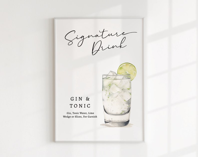 EDITABLE | Gin and Tonic Bar Sign Template, 0042AA - Etsy