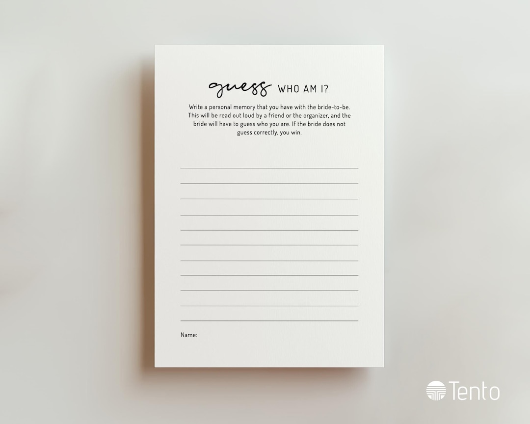 EDITABLE | Guess Who Am I Game Template, Minimalist Bachelorette Party ...