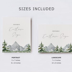 EDITABLE Mountain Custom Sign Template, 0018AA - Etsy