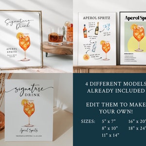 EDITABLE | Aperol Spritz Bar Sign Template, 0042AA - Etsy