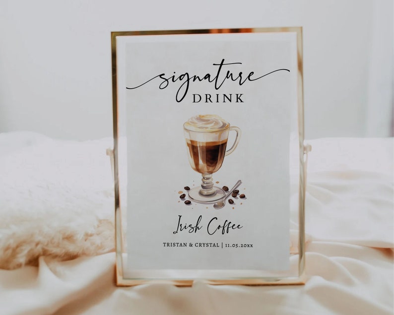 EDITABLE | Irish Coffee Bar Sign Template, 0042AA - Etsy