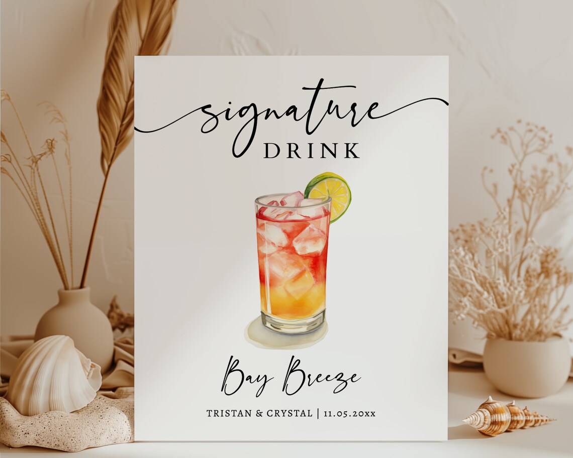 EDITABLE | Bay Breeze Bar Sign Template, 0042AA - Etsy