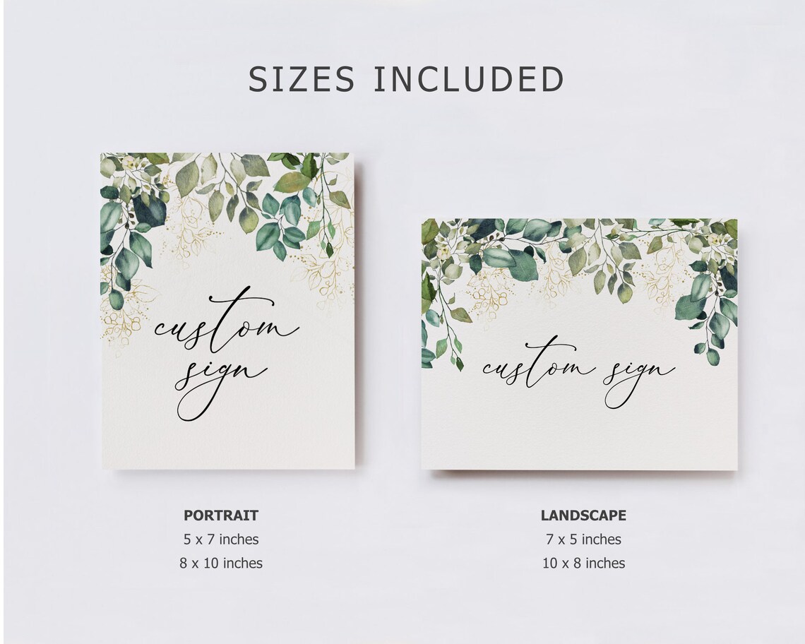 EDITABLE Eucalyptus and Gold Greenery Template Custom - Etsy