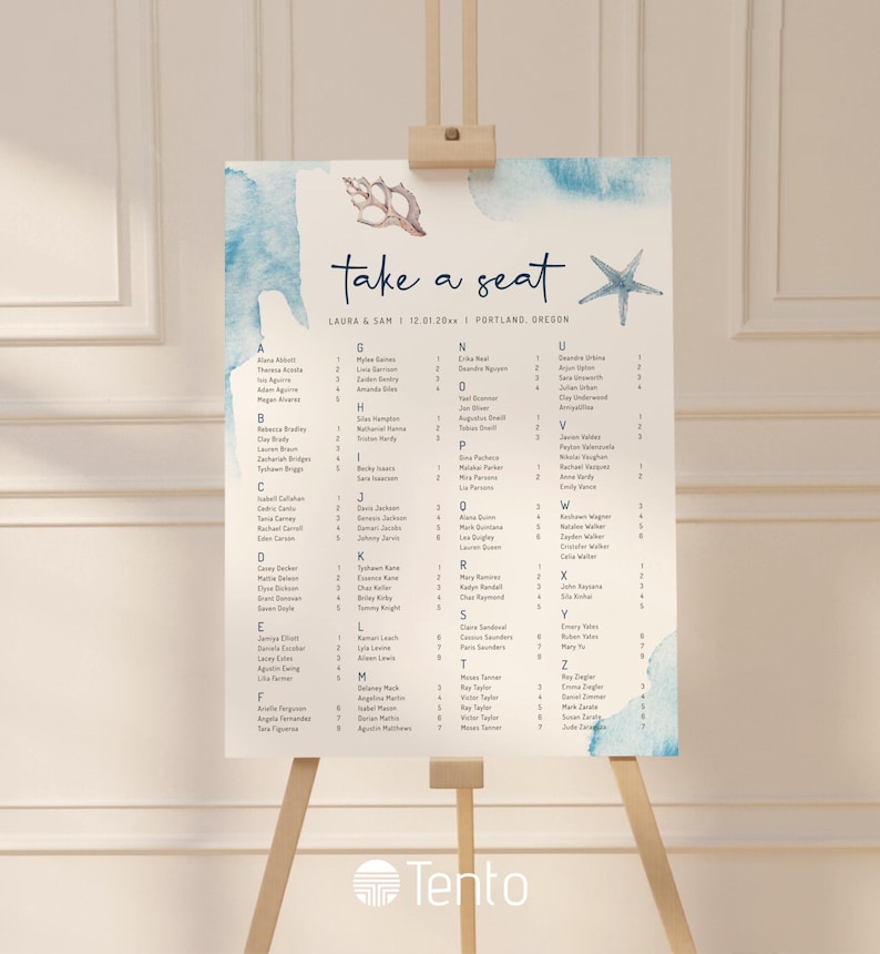 EDITABLE | Beach Seating Chart, Alphabetical and Table Order Seating ...