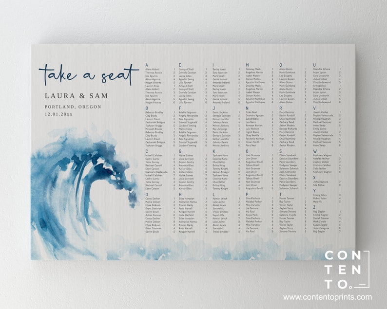 EDITABLE Ocean Seating Chart Template Alphabetical and - Etsy