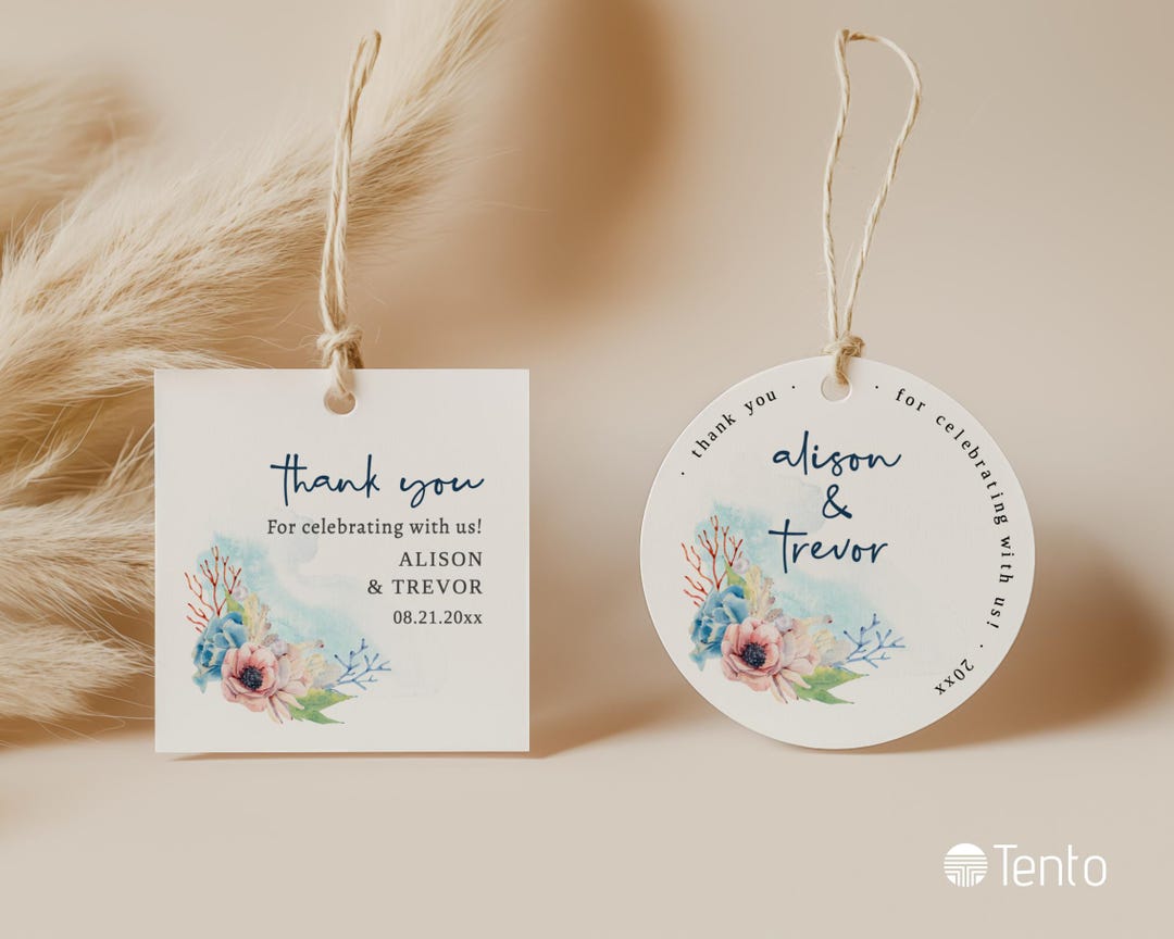 EDITABLE | Coral Favor Tag Template, 0035AA - Etsy