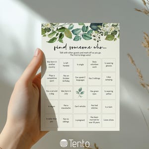 EDITABLE | Find Someone Who Bingo Template, Eucalyptus Game, 0006AA - Etsy