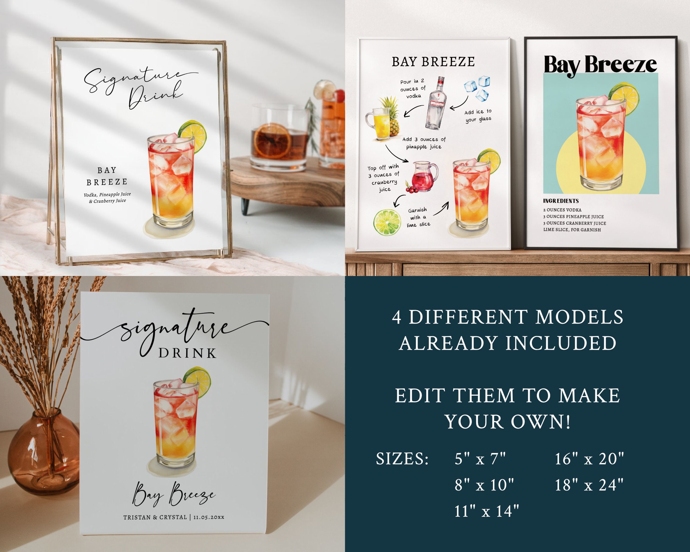 EDITABLE | Bay Breeze Bar Sign Template, 0042AA - Etsy