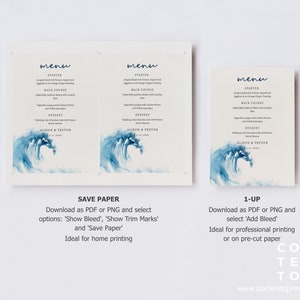 EDITABLE Ocean Menu Card Template, 0012AA - Etsy