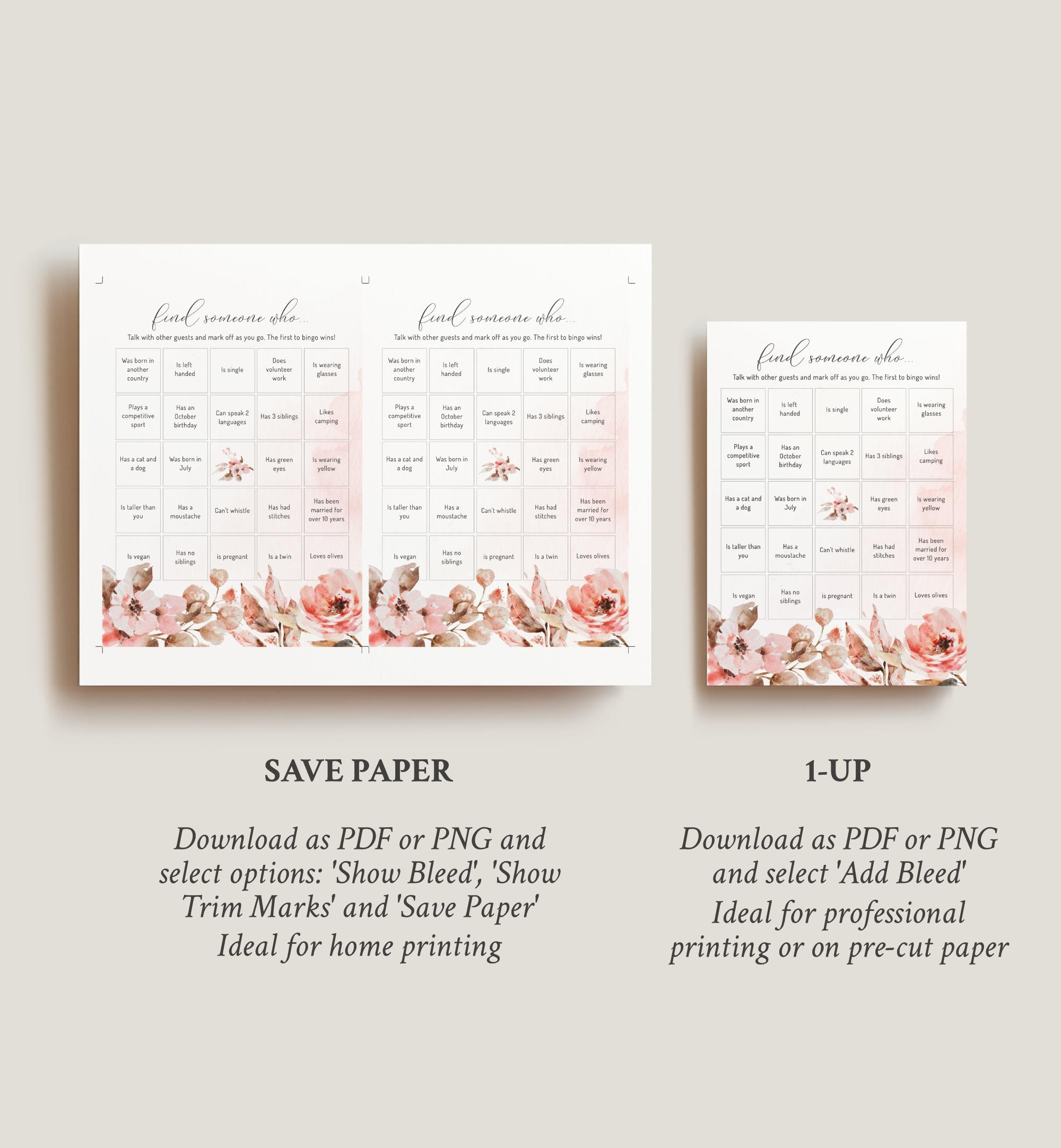 EDITABLE | Find Someone Who Bingo Template, Floral Game, 0025AA - Etsy