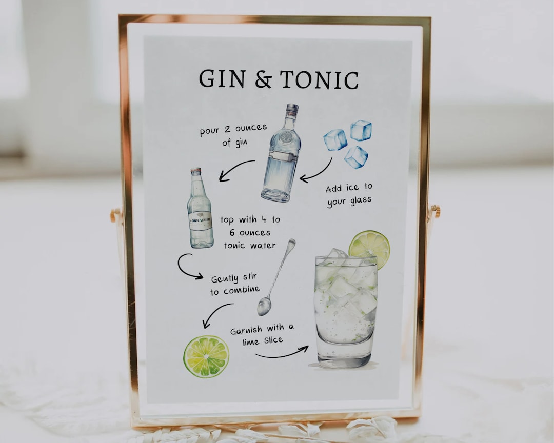 EDITABLE | Gin and Tonic Bar Sign Template, 0042AA - Etsy