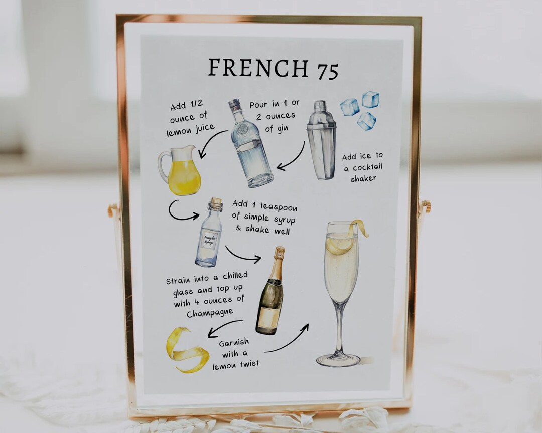 EDITABLE | French 75 Bar Sign Template, 0042AA - Etsy