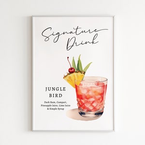 EDITABLE | Jungle Bird Bar Sign Template, 0042AA - Etsy