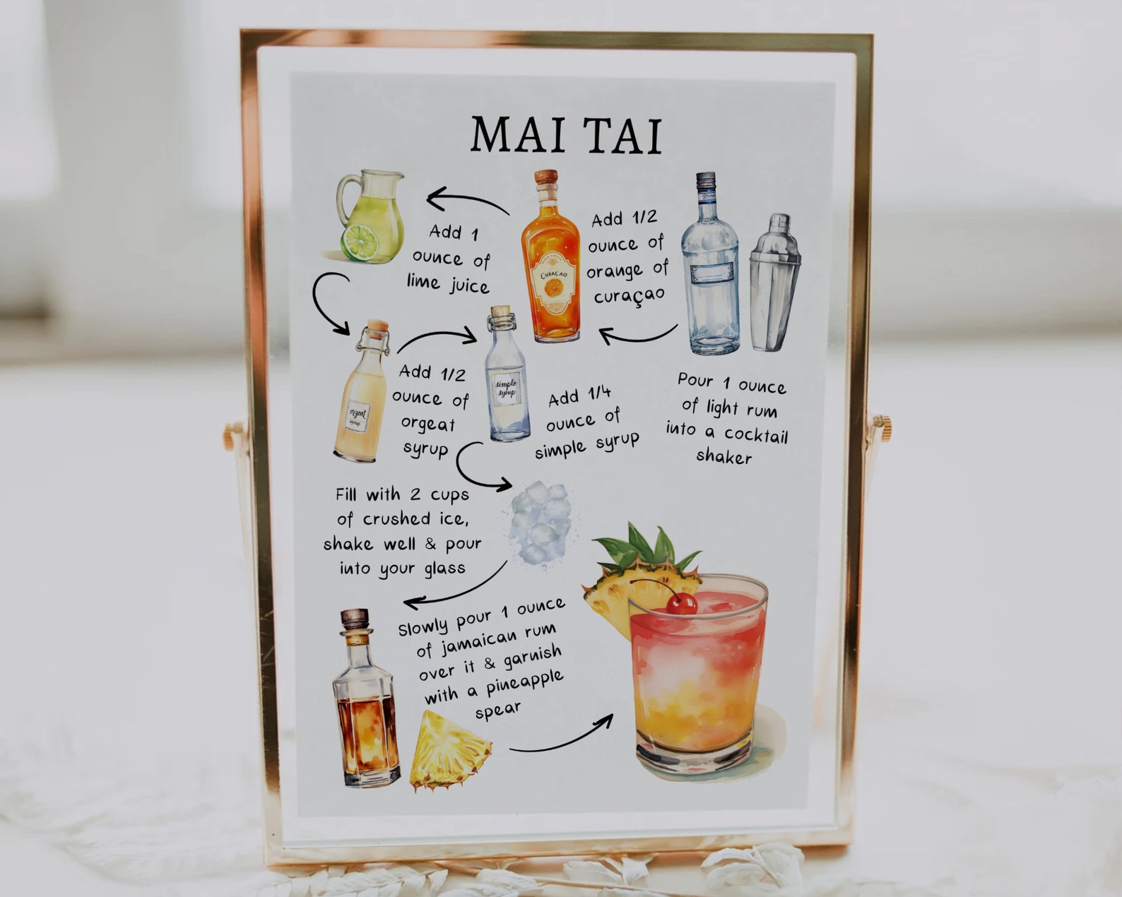 EDITABLE | Mai Tai Bar Sign Template, 0042AA - Etsy
