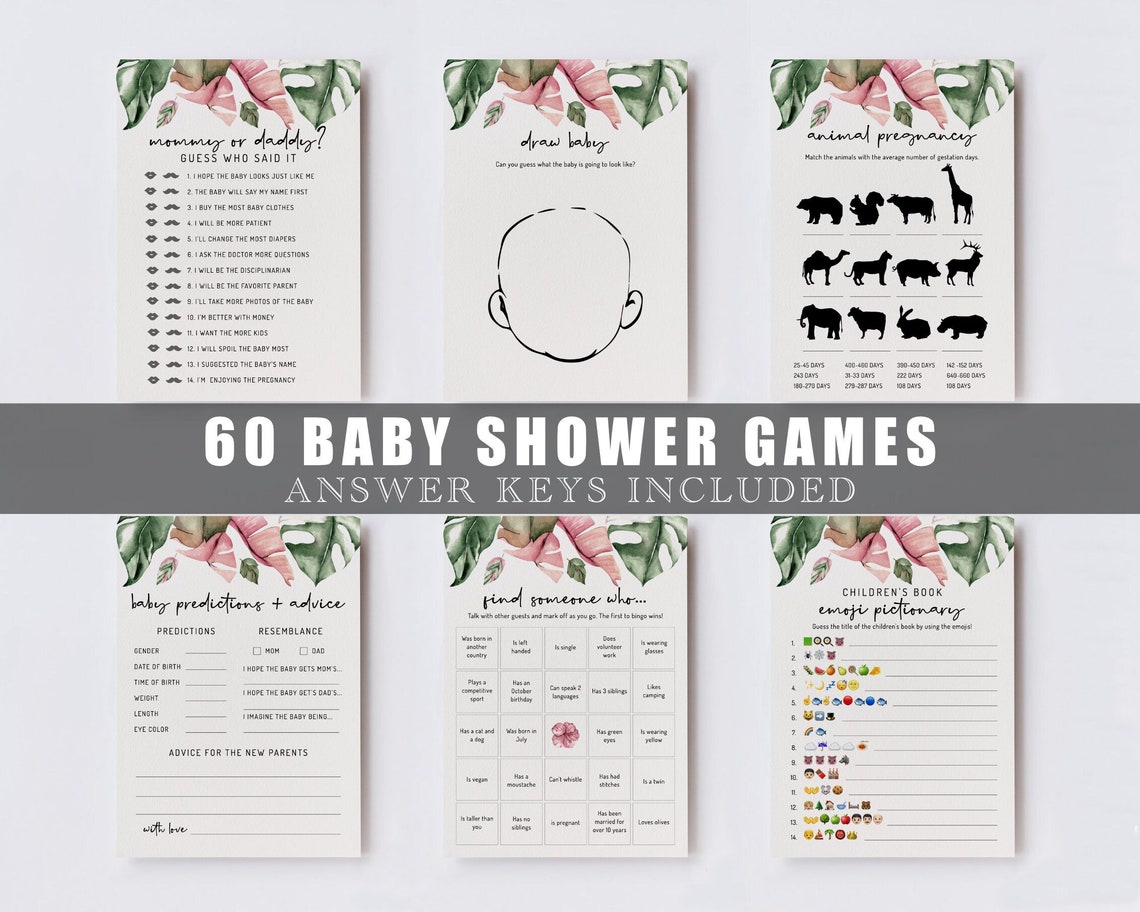 EDITABLE Tropical Baby Shower Games Bundle Beach Baby - Etsy