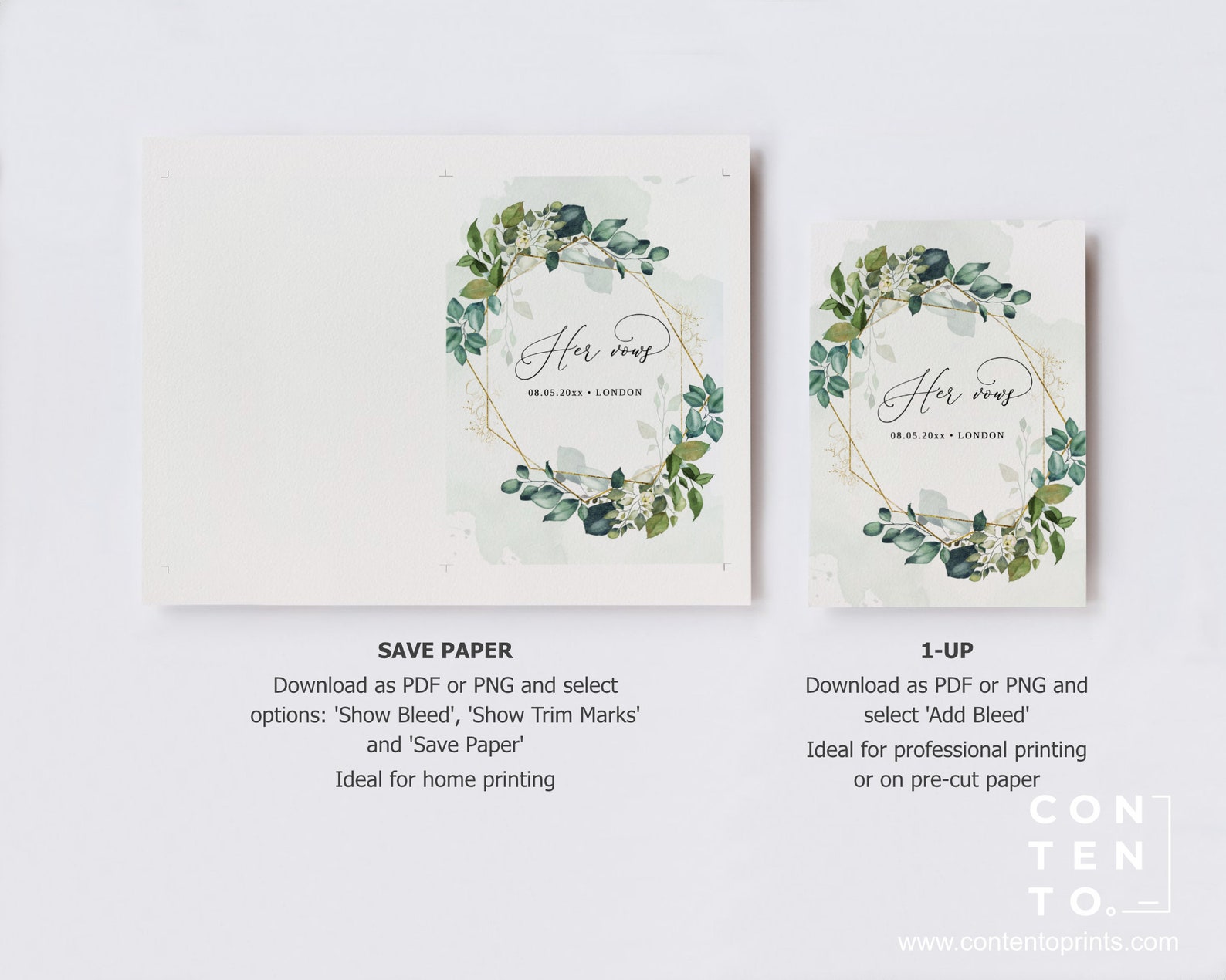 EDITABLE Eucalyptus and Gold Vow Book Template 0004AA - Etsy