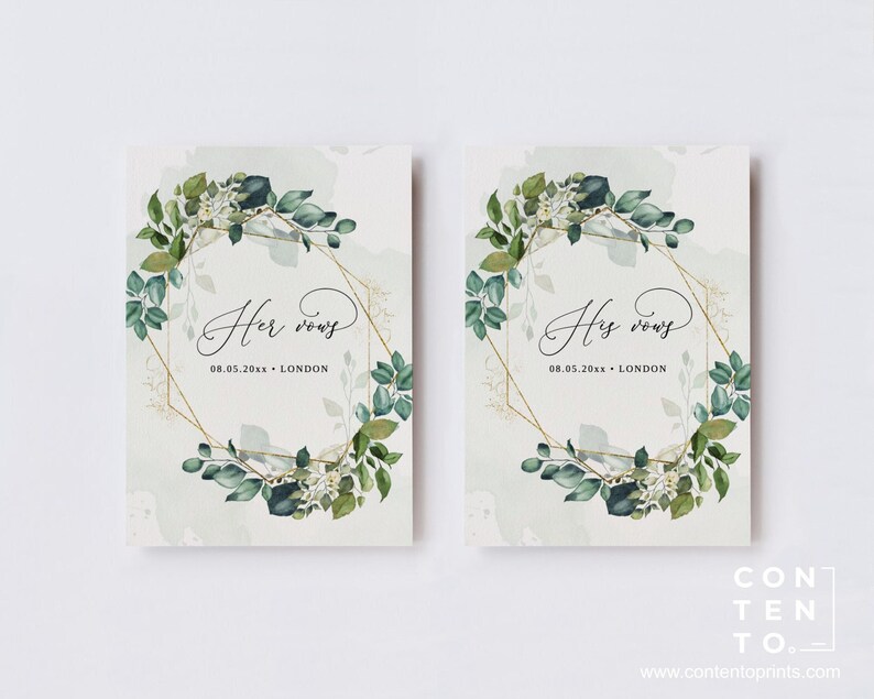 EDITABLE Eucalyptus and Gold Vow Book Template, 0004AA - Etsy