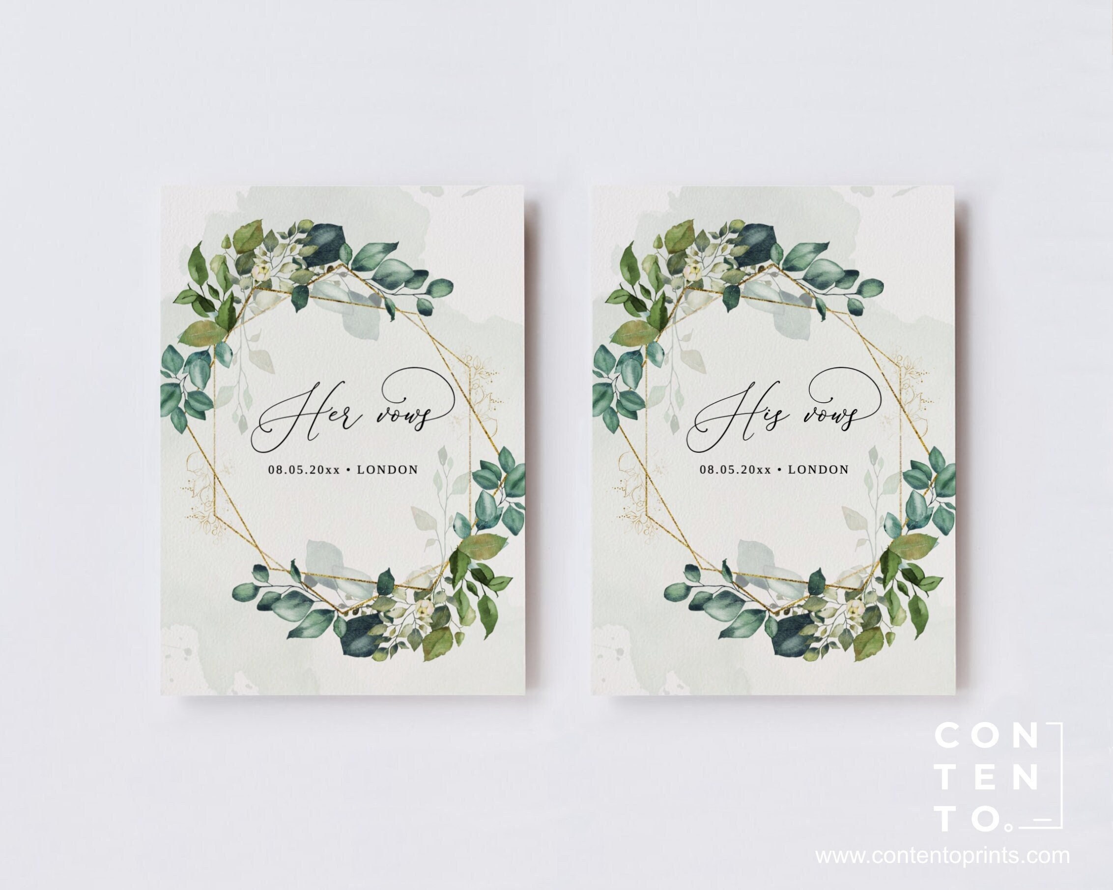EDITABLE Eucalyptus and Gold Vow Book Template, 0004AA - Etsy