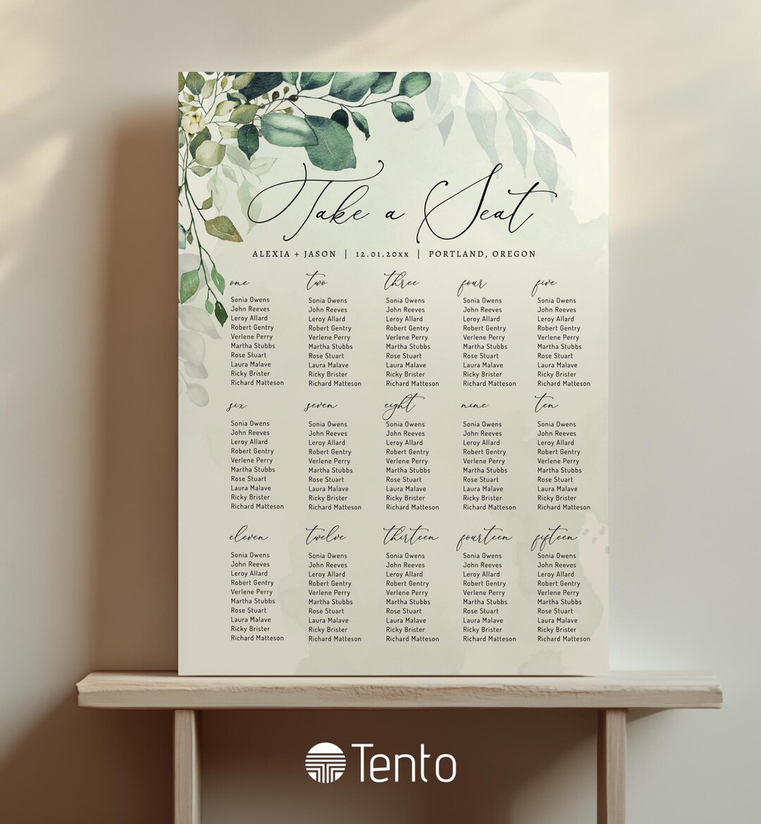 EDITABLE | Eucalyptus Seating Chart Template, Alphabetical and Table ...