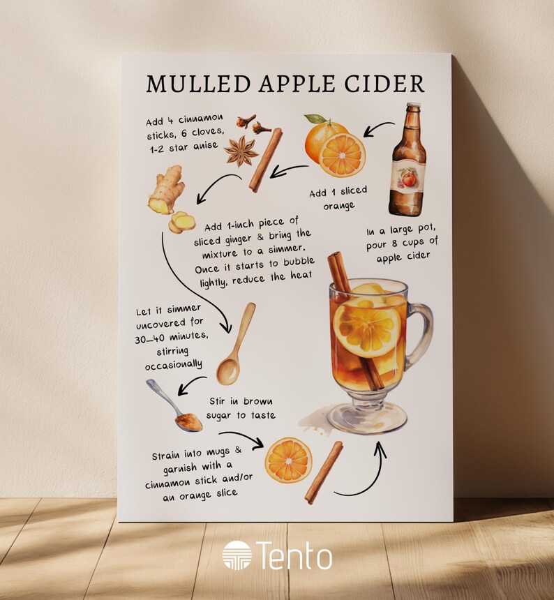 Mulled Apple Cider Cocktail Bar Sign, Editable Template, 0042AA - Etsy