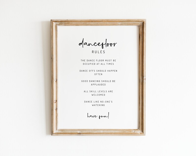 EDITABLE Dancefloor Rules Sign Template Printable Sign | Etsy