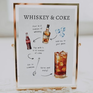 EDITABLE | Whiskey and Coke Bar Sign Template, 0042AA - Etsy