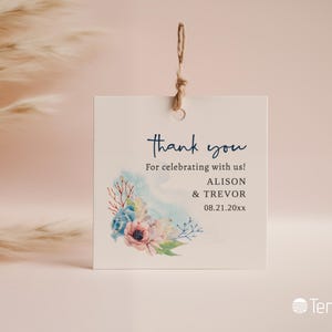EDITABLE | Coral Favor Tag Template, 0035AA - Etsy