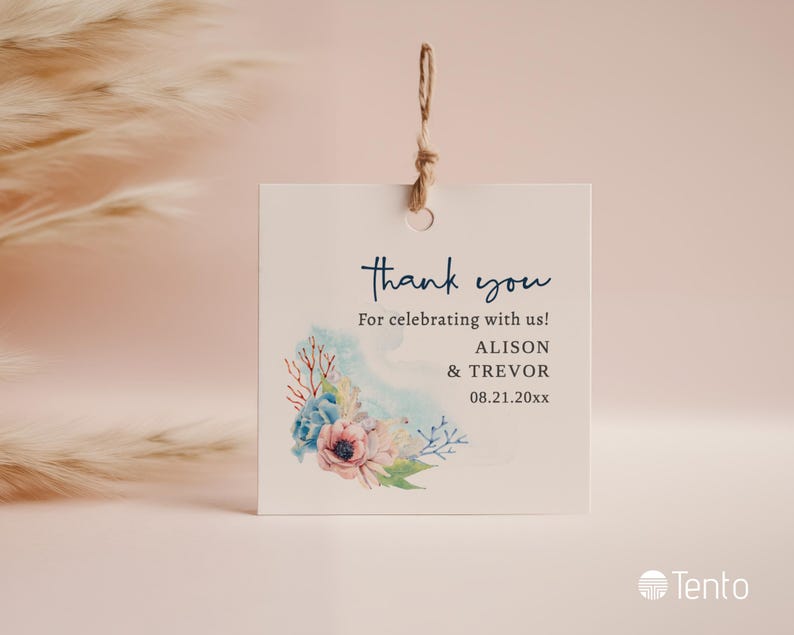 EDITABLE | Coral Favor Tag Template, 0035AA - Etsy