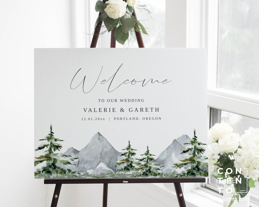 EDITABLE Mountain Welcome Sign Template, 0018AA - Etsy