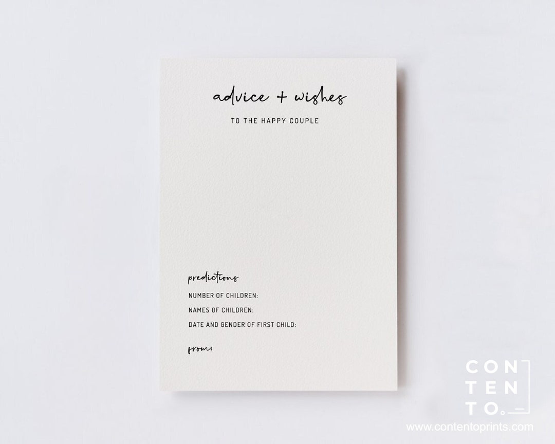 Editable Advice For The Bride And Groom Minimalist Advice Card