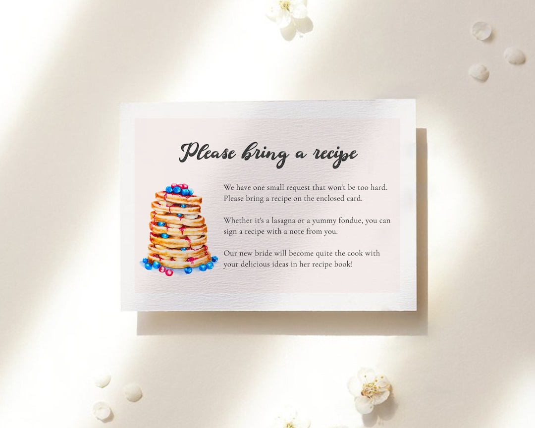 EDITABLE Pancakes Recipe Enclosed Card, 0029AA - Etsy