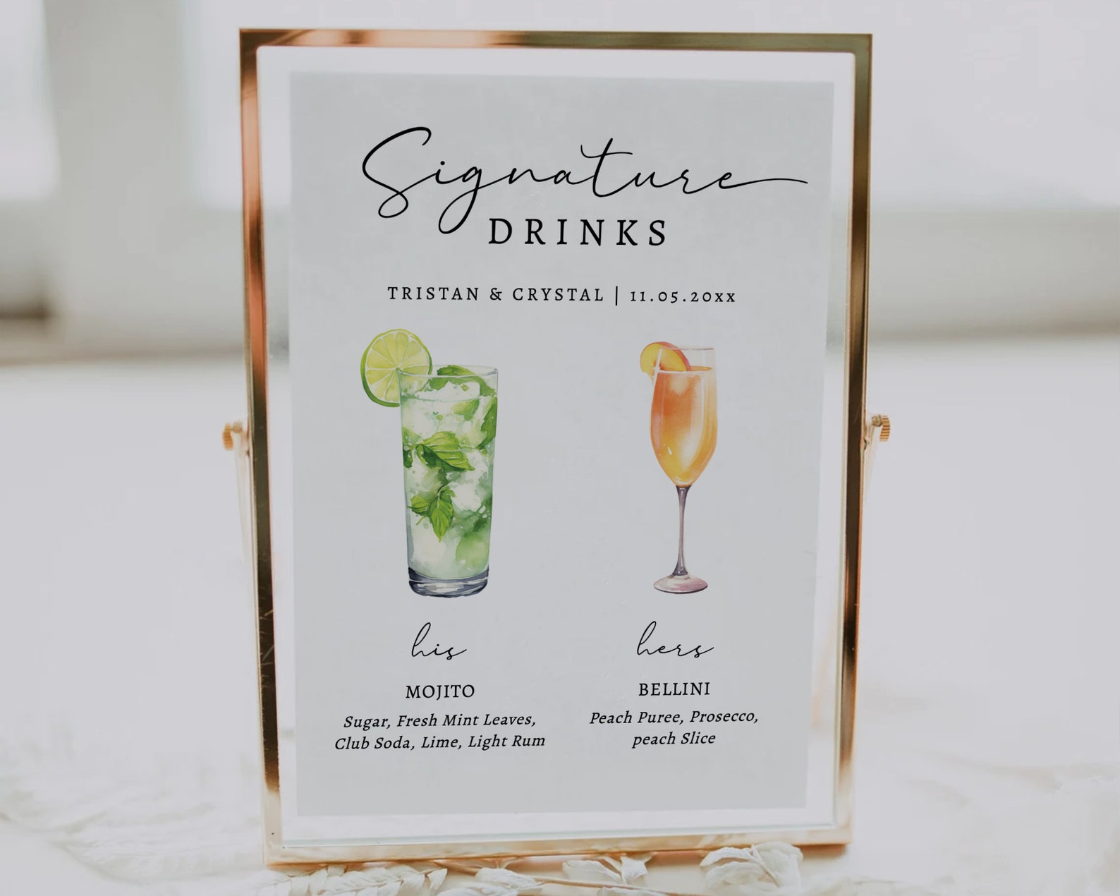 EDITABLE Signature Drinks Sign Template, 0042AA - Etsy