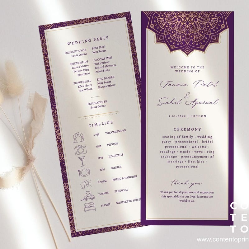 Indian Wedding Program - Etsy